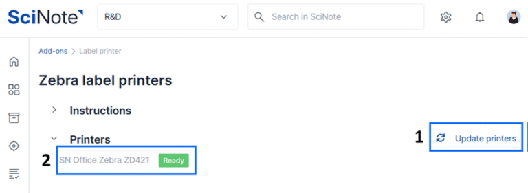 Zebra print integration with SciNote: print labels with ease - SciNote