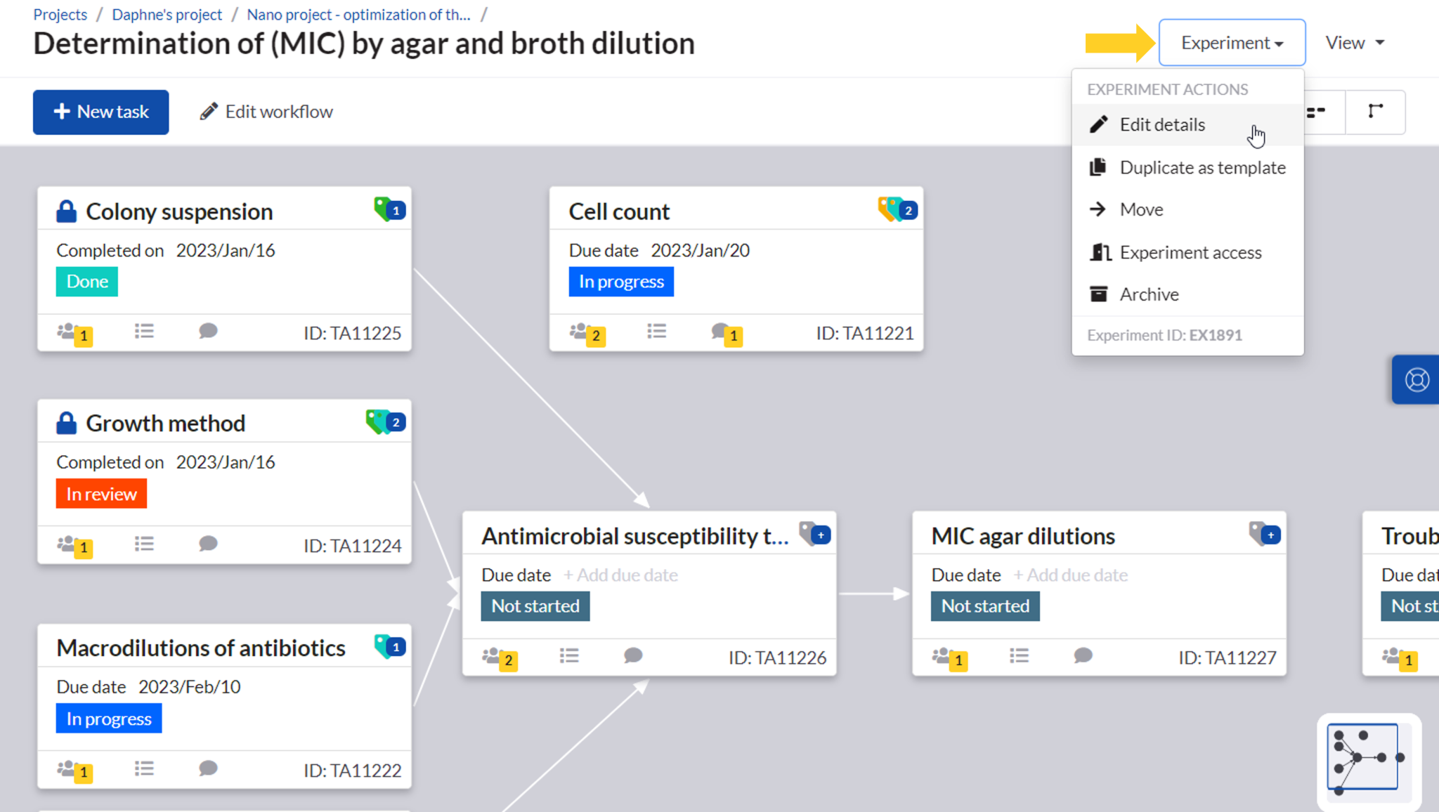 Update of the experiment canvas view and a new table view - SciNote